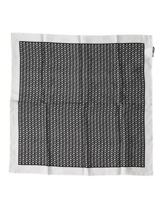 Dolce & Gabbana Mens White Black Patterned Square Foulard Scarf And