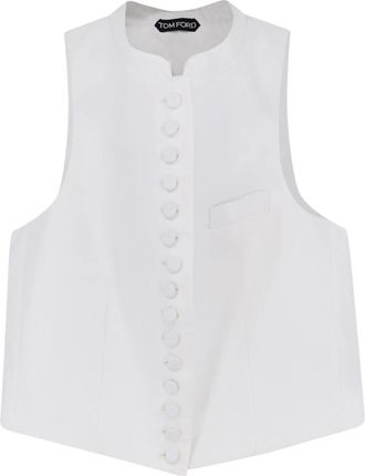 Tom Ford Femme, Vestes, Blanc, Taille: 38 FR Gilet Boutonn&eacute; Recouvert