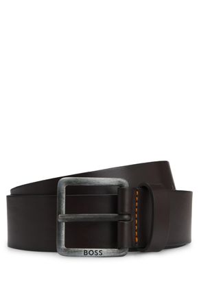 HUGO BOSS Lederg&uuml;rtel BOSS Jeeko_Sz40, Herren, Gr. 105, braun (schwarz braun 202), Rindsleder, unifarben, G&uuml;rtel Lederg&uuml;rtel, mit matter Schlie&szlig;e