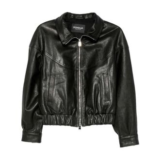 Dondup Femme, Vestes, Noir, Taille: 36 FR Blouson aviateur en cuir nappa Regular