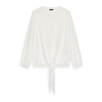 Fiorella Rubino Georgette-Bluse mit leichten Punkten - - Blouses & Shirts - Damen - Wei&szlig; - 3XL