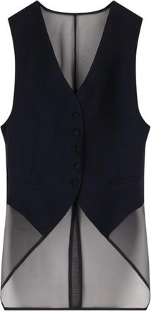 Emporio Armani Femme, Vestes, Noir, Taille: 36 FR Gilet &agrave; panneaux transparents