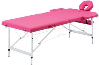 vidaXL Massageliege Klappbar 2-Zonen mit Aluminiumgestell Rosa - Vidaxl