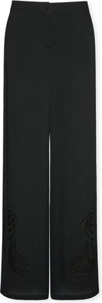 Elena Miro Femme, Pantalons, Noir, Taille: 50 FR Pantalon Palazzo Brod&eacute;