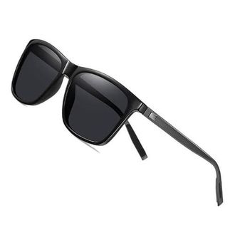 Generic Lunettes de soleil minimalistes &agrave; monture carr&eacute;e - Design polaris&eacute;, protection UV400, nuances dext&eacute;rieur tendance, Monture noire, pieds noirs, verres 