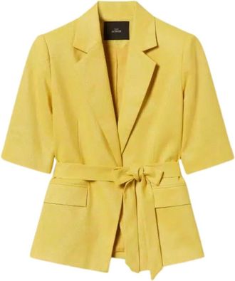 Twinset Femme, Vestes, Jaune, Taille: 38 FR Blazer en m&eacute;lange de lin avec lurex