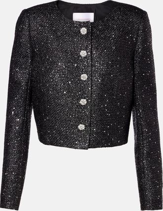 Carolina Herrera Cropped-Jacke aus Tweed mit Pailletten