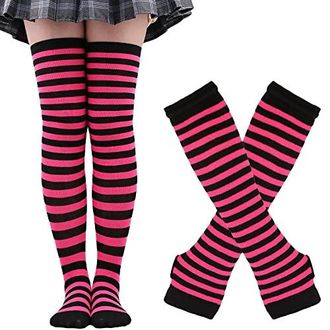 Dreshow Chaussettes Hautes Montantes pour Filles et Femmes - Gants Sans Doigts, Chaussettes de Genoux Longues Cuisse