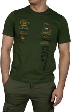 Aeronautica t-Shirt TS2226 Homme, T-shirt, polo, fl&egrave;ches tricolores, Seaweed Green, Small