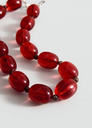 Mango Collier maxi boules rouge-orang&eacute; - Femme - Taille unique - MANGO