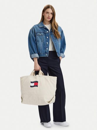 Tommy Jeans Handtasche Tommy Jeans Tjw Wave Flag Med Tote AW0AW18466 Beige