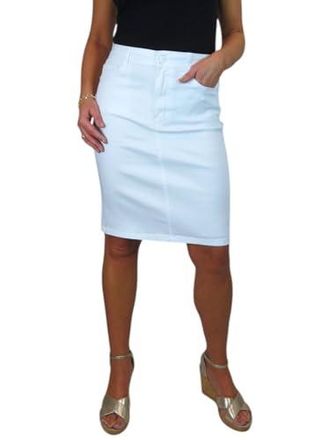 Paulo Due Jupe Crayon Style Jean Stretch en Coton &Eacute;pais pour Femme Blanc 38-48 (48)