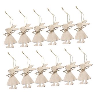 TOPBATHY 12 St&uuml;ck Holzhasen Anh&auml;nger Osterbaumschmuck H&auml;ngende Hasendekoration f&uuml;r Fenster T&uuml;r und Fr&uuml;hlingsdeko
