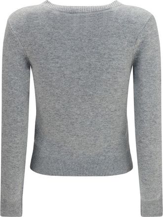 Self Portrait Detachable Corsage Merino Wool & Cashmere Sweater - Gray