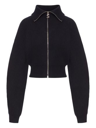 Sportmax cardigan côtelée à fermeture zippée - Noir