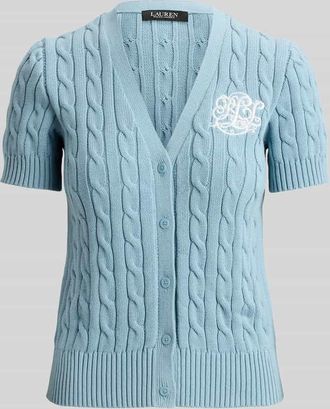 Lauren Ralph Lauren Regulat Fit Strickjacke mit kurzem Arm aus reiner Baumwolle