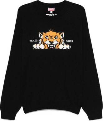 Kenzo Embroidered-tiger Crew-neck Sweater