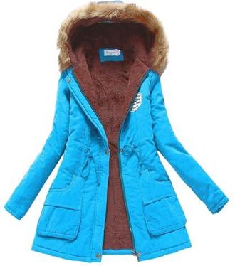Generic Vestes chaudes et &eacute;paisses pour femmes, manteau dhiver en polaire doubl&eacute; &agrave; la mode, manteau &agrave; capuche, v&ecirc;tements dext&eacute;rieur 2026, bleu ciel, XXL