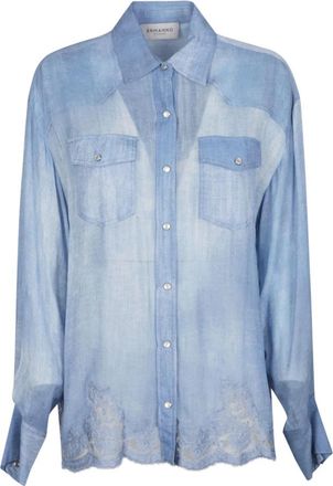 Ermanno Scervino Femme, Blouses et Chemises, Bleu, Taille: 40 FR Long Sleeve Shirt