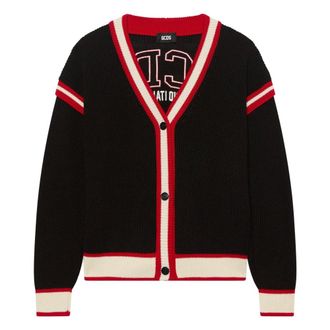 GCDS Gcds, Femme, Pulls, Noir, Taille: 42 FR Cardigan Coll&egrave;ge