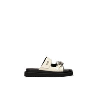 Kazar Flache Lederschlappen mit eleganter Verzierung - - Shoes - Damen - Wei&szlig; - 38 EU