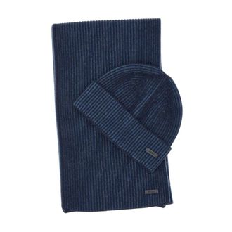 HUGO BOSS Ercole M&uuml;tze und Schal Set - - Accessories - Herren - Blau - ONE SIZE