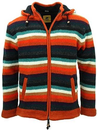 Loud Elephant Veste à capuche en laine tricotée à la main, Stripe Anu, L