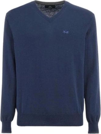 La Martina Pull basique en coton et laine - Homme - Pulls - Bleu - Taille: L