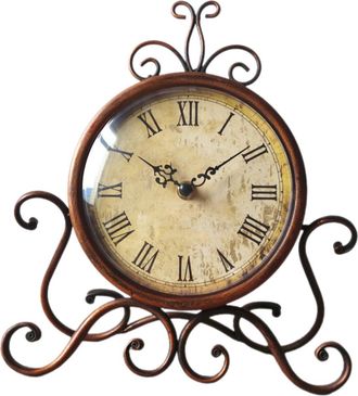 OSALADI Klassische Tischuhr Im Vintage Stil Ger&auml;uschlos ohne Batterie Retro Schreibtischuhr aus Metall Braun f&uuml;r Wohnzimmer und B&uuml;ro