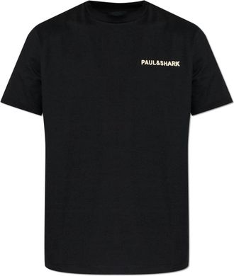 Paul & Shark Homme, Tops, Noir, Taille: XL T-shirt en coton avec logo brod&eacute;