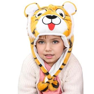 Generic Chapeaux mignons pour enfants en polaire avec oreilles dhiver confortables et sur le th&egrave;me des animaux pour enfants, Orange, 6M-5Y