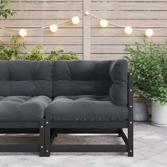 vidaXL Canap&eacute; dangle de jardin coussins anthracite Bois de pin massif