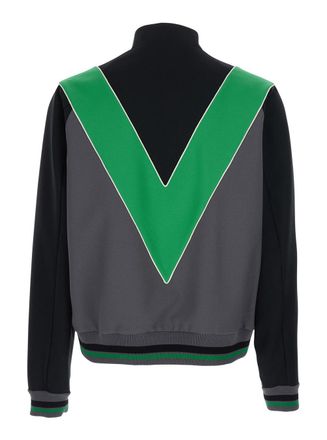 Valentino Mens High-Neck Sweatshirt V-Inlay Black Polyester Sweatshirts Sweater