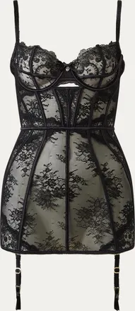 Lounge Robe Corset Arabella (Ensemble) - Noir - Le cadeau parfait pour elle