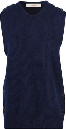 Jucca Femme, Pulls, Bleu, Taille: 38 FR Gilet en maille boutonn&eacute;