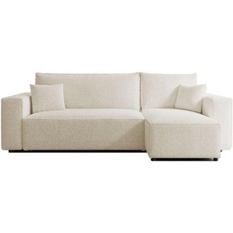 Selsey Scarlo - Ecksofa mit Schlaffunktion, Stauraum und Boucl&eacute;-Bezug, creme - Selsey