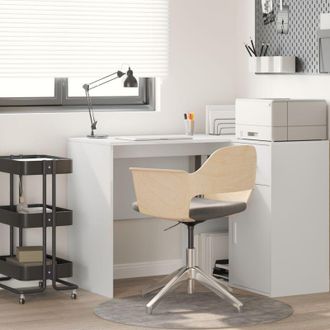 vidaXL Bureau décriture Blanc Bois dingénierie Moyen Rangement Vidaxl