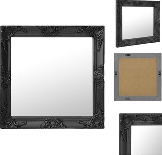 vidaXL Vidaxl - Wandspiegel im Barock-Stil 60x60 cm Schwarz - Wandspiegel - Barockspiegel - Antikspiegel - Quadratischer Spiegel - Wohnzimmerdeko