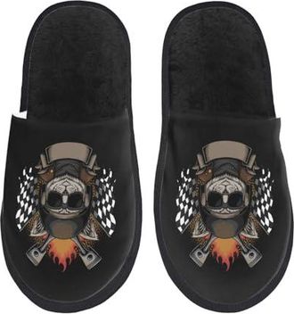 Generic &eacute;l&eacute;gant Pantoufles Hommes Beau chat &agrave; moto Pantoufles Maison Respirant Chaussons en Peluche pour Homme Ext&eacute;rieur Femme M