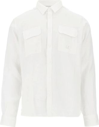 C.P. Company C.p. Company, Homme, Chemises, Blanc, Taille: L Chemise &agrave; poche poitrine