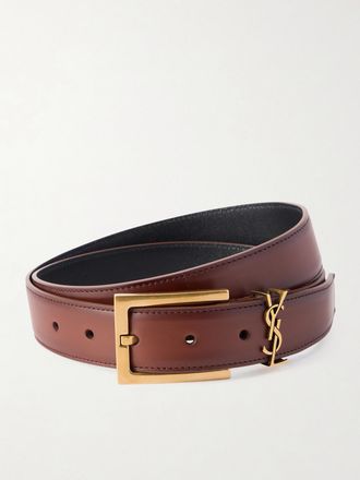 Saint Laurent Ceinture En Cuir &Agrave; Ornement Cassandre - Marron