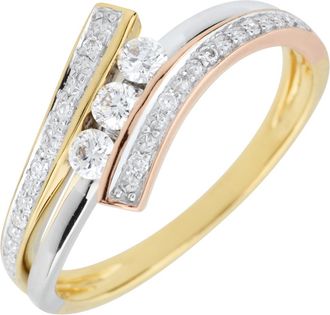 Edenly Trilogie Ring Kostbarer Kokon - Odinia - Dreierlei Gold - 18 Karat