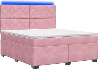 vidaXL Letto Box Spring Con Materasso Rosa 160 X 200 Cm Velluto Vidaxl