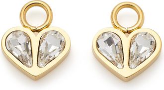Leonardo Anhänger Beautys Ines - 1 Paar Charms-Anhänger aus goldfarbenem Edelstahl - zwei facettierte klare Glastropfen in Herz-Form - Schmuck Geschenk für Fra