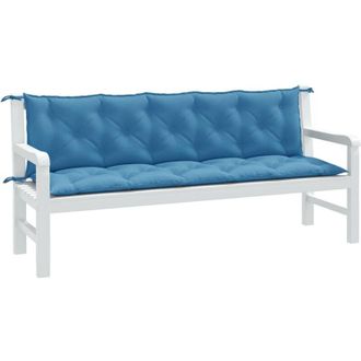 vidaXL Coussins de banc de jardin lot de 2 bleu m&eacute;lang&eacute; tissu Vidaxl