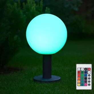 Globo Lighting Garten Sockelleuchte Au&szlig;enbeleuchtung Au&szlig;en Au&szlig;enlampe Stehlampe, Alu Glas, Fernbedienung dimmbar, 1x rgb led 8,5W 806Lm, DxH 25x38 cm