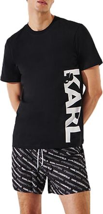 Karl Lagerfeld LAGERFELD B.V Mens Lagerfeld, Karl Vertical Logo T-Shirt, Schwarz, M