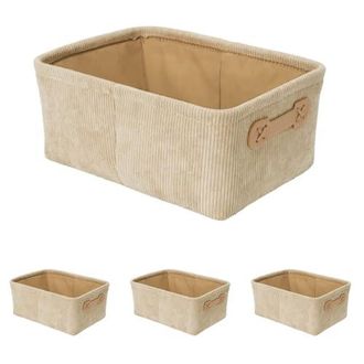 WENKO Badkorb Anela, zum Aufbewahren und Ordnen von Badutensilien und Accessoires in weichem Cord-Design aus 100% Polyester, mit Zwei kleinen Griffen aus Ku