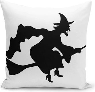 Fabulous Kissen Kissenbezug 40x40 cm Halloween Hexe Fliegender Besen Nase Haken Magie