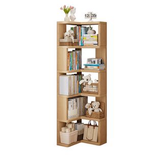 Generic Eck-B&uuml;cherregal, 5-st&ouml;ckiges L-f&ouml;rmiges Eckregal aus Holz, Eckschrank, dreieckiges B&uuml;cherregal, Ausstellungsregal, Eckregal Stehend f&uuml;r Wohnzimmer, K&uuml;